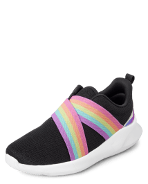 Girls Rainbow Knit Mesh Pull On Running Sneakers | The Children's Place ...