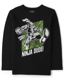 Boys Long Sleeve Ninja Dude Graphic Tee | The Children's Place CA - BLACK