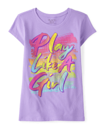 Girls Short Sleeve Play Like A Girl Graphic Tee | The Children's Place ...