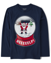 Boys Christmas Long Sleeve Santa Snow Globe Graphic Tee | The Children ...
