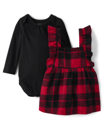 Baby Girls Long Sleeve Bodysuit And Buffalo Plaid Skirtall 2-Piece ...