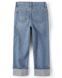 Girls Distressed Roll Cuff Wide Leg Jeans | The Children's Place CA ...