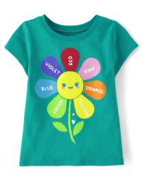 Baby And Toddler Girls Short Sleeve Flower Colors Graphic Tee | The ...