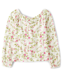 Girls Long Sleeve Floral Top | The Children's Place CA - BUNNYS TAIL