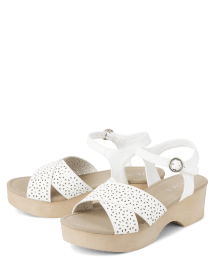 Girls Perforated Clog Sandals | The Children's Place CA - WHITE