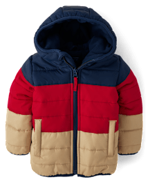 Baby And Toddler Boys Long Sleeve Colorblock Puffer Jacket - BLUE | The ...