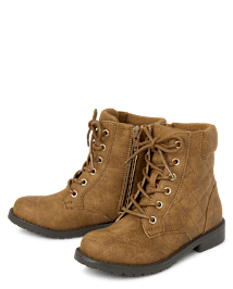 Girls Quilted Lace Up Booties - TAN | The Children's Place CA