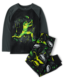 Boys Long Sleeve Football Pajamas - BLACK | The Children's Place CA