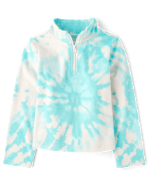 Girls Long Sleeve Print Microfleece Half Zip Pullover - AQUA | The ...