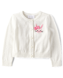 Toddler Girls Easter Long Sleeve Bunny Cardigan - WHITE | The Children ...