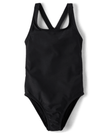 Girls Sleeveless Cut-Out One Piece Swimsuit - BLACK | The Children's ...