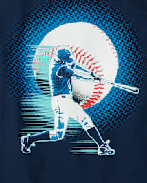 Boys Short Sleeve Baseball Player Graphic Tee - BLUE | The Children's ...