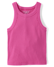 Girls Sleeveless Ribbed Tank Top - PINK | The Children's Place CA