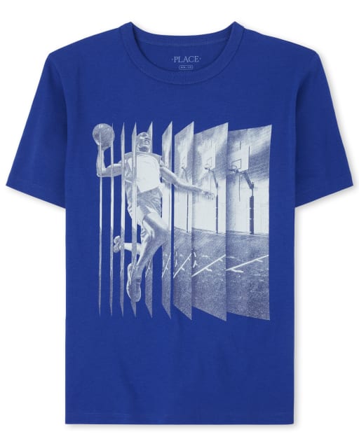 Boys Short Sleeve Basketball Player Graphic Tee