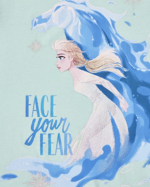 Girls Disney Frozen 2 Glitter 'Face Your Fear' Elsa Graphic Tee