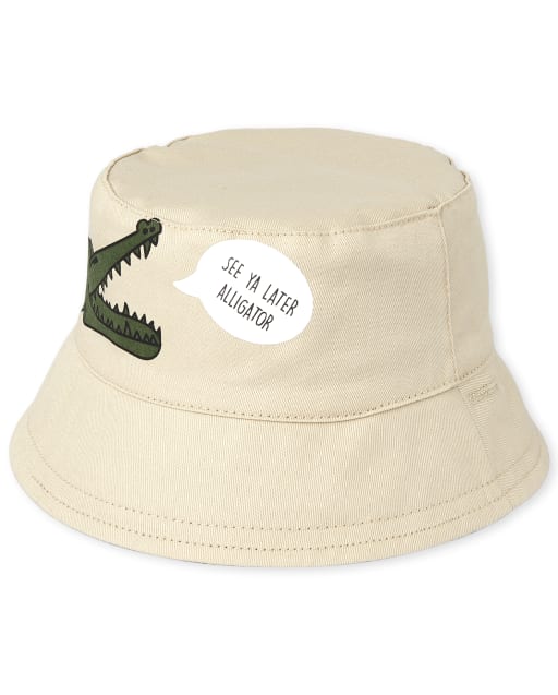 Baby Boys Alligator And Palm Print Reversible Bucket Hat