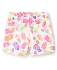Girls Popsicle Print Woven Ruffle Shorts - Popsicle Party - WHITE ...