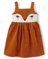 Girls Sleeveless Embroidered Fox Corduroy Jumper - Autumn Adventures ...