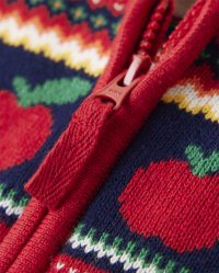 Kids Long Sleeve Intarsia Apple Zip-Up Sweater - Apple Orchard - RED ...