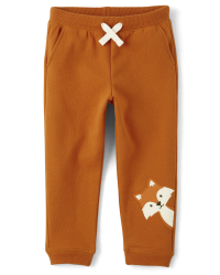Boys Active Embroidered Fox Fleece Jogger Pants - Autumn Adventures ...