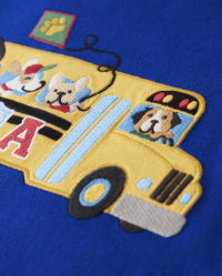 Boys Short Sleeve Embroidered School Bus Top - Prep School - BLUE ...