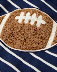 Boys Short Sleeve Striped Embroidered Football Top - Classroom Cutie ...