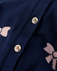 Girls Long Sleeve Bow Print Cardigan - Classroom Cutie - BLUE | Gymboree