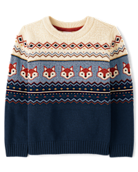 Boys Long Sleeve Fox Fairisle Sweater - Highland Hills - BLUE | Gymboree