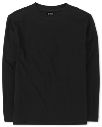 Boys Regular Long Sleeve Basic Layering Tee - BLACK | The Children's Place