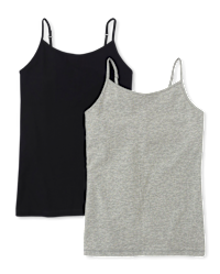 Girls Sleeveless Basic Cami 2-Pack - BLACK | The Children's Place
