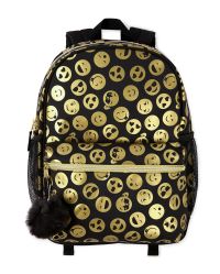 Girls Foil Emoji Face Print Backpack - BLACK | The Children's Place