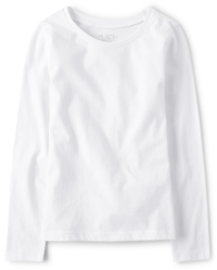 Girls Uniform Long Sleeve Basic Layering Tee | The Children's Place - WHITE