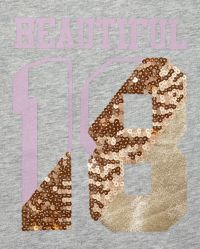 Girls Active Short Sleeve Sequin Graphic And Velvet Trim Ringer Top ...