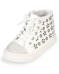 Toddler Girls Cut Out Faux Leather Hi Top Sneakers