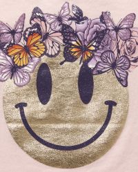 Girls Matchables Short Sleeve Twist Back Foil Graphic Top