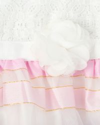 Toddler Girls Sleeveless Lace And Striped Knit To Woven Dress