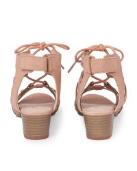 Girls Laser Cut Lace Up Faux Leather Mini Heel Sandals | The Children's ...
