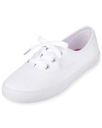 Girls Uniform Lace Up Canvas Sneakers | The Children's Place - WHITE