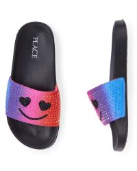 Girls Smiley Face Satin Slides - MULTI CLR | The Children's Place