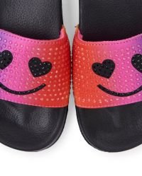 Girls Smiley Face Satin Slides - MULTI CLR | The Children's Place