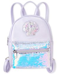 Girls Sea Shell Confetti Shaker Flip Sequin Mini Backpack