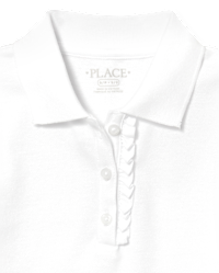 Girls Uniform Short Sleeve Ruffle Pique Polo - Plus - WHITE | The ...