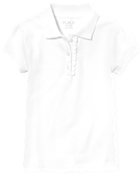 Girls Uniform Short Sleeve Ruffle Pique Polo - Plus - WHITE | The ...