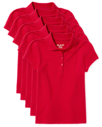 Girls Uniform Short Sleeve Pique Polo 5-Pack - RED | The Children's Place