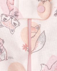 Baby And Toddler Girls Long Sleeve Fox Snug Fit Cotton Footed One Piece ...
