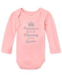 Baby Girls Long Sleeve Glitter 'Princess' Graphic Bodysuit - PINK | The ...