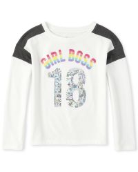 Girls Active Long Sleeve Foil Rainbow Graphic Top | The Children's Place