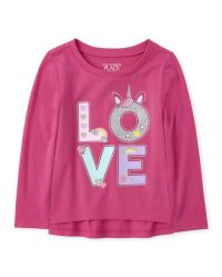 Baby And Toddler Girls Long Sleeve Glitter High Low Top | The Children ...