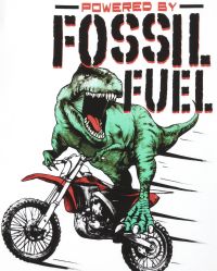 Boys Long Sleeve 'Powered By Fossil Fuel' Dino Graphic Tee
