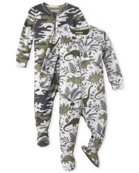 Baby And Toddler Boys Long Sleeve Camo And Dino Print Snug Fit Cotton ...